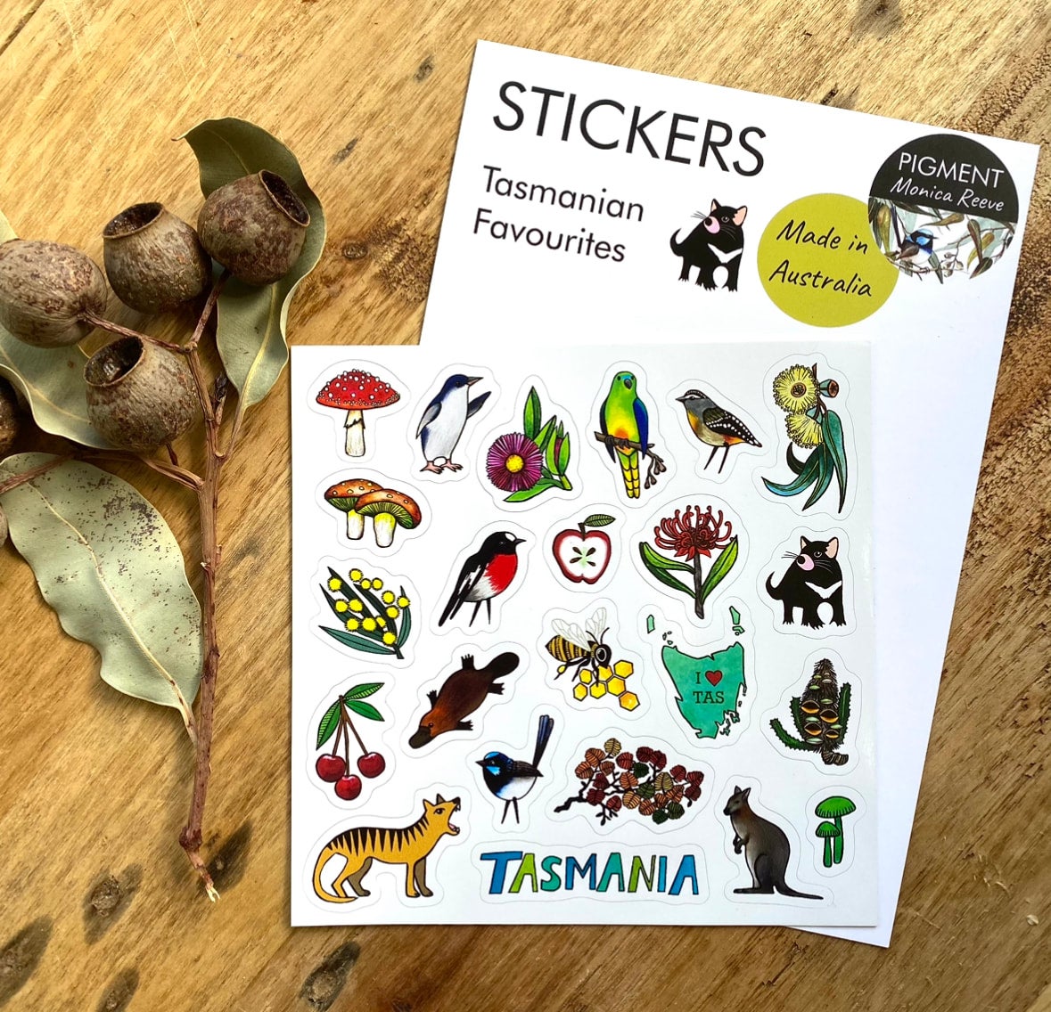 Tasmanian Favourites - Sticker sheet | PIGMENT Monica Reeve